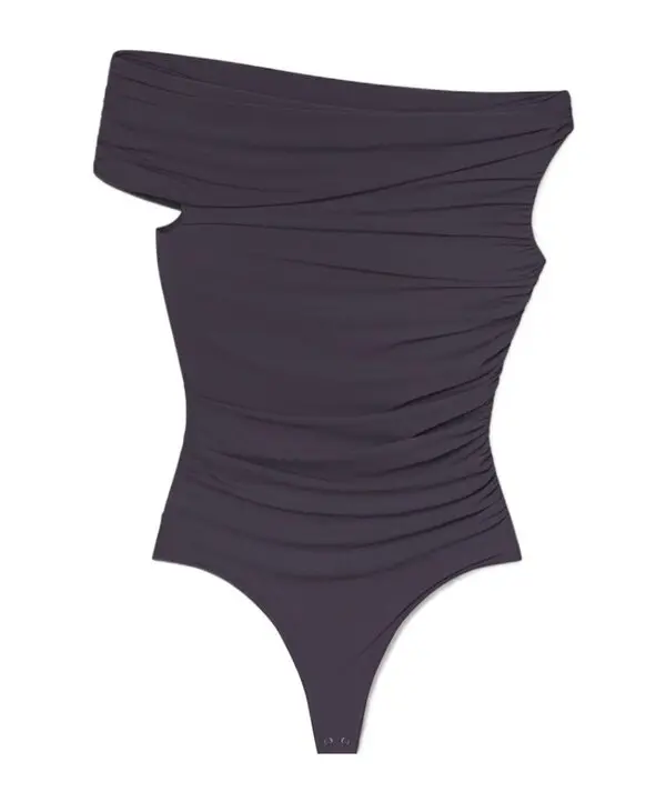 AGOLDE Sherilyn Draped Bodysuit - Chocolate Brown