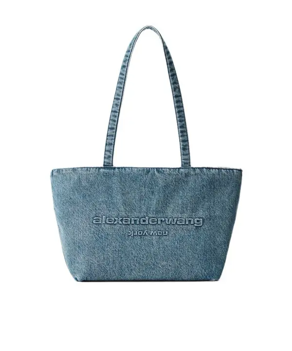 Alexander Wang Punch Logo Debossed Shoulder Bag - Denim Blue
