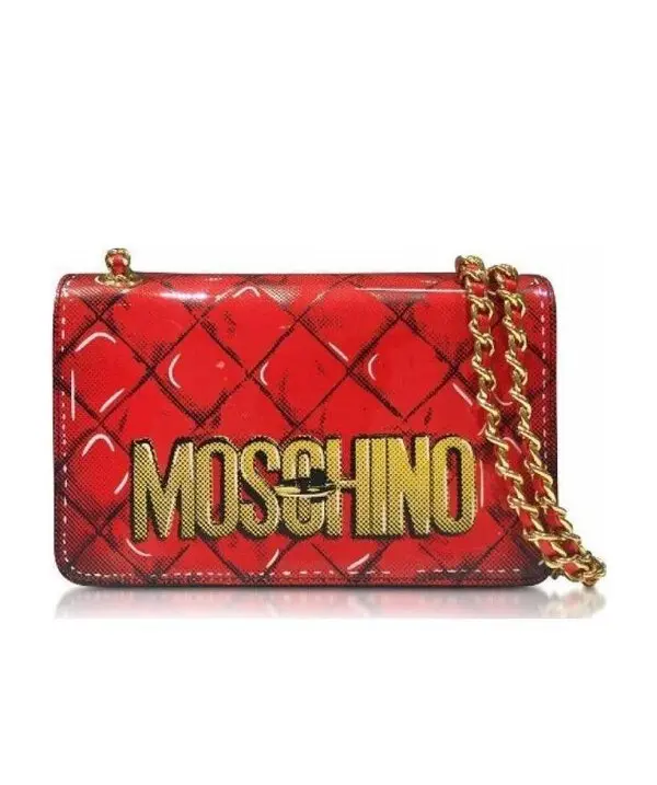 Moschino Quilted Logo Shoulder Bag - Red