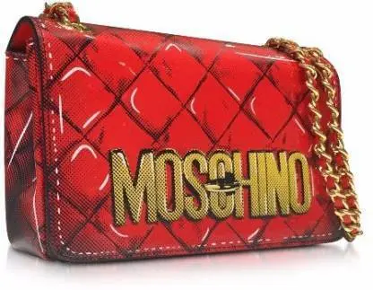 Moschino Quilted Logo Shoulder Bag - Red