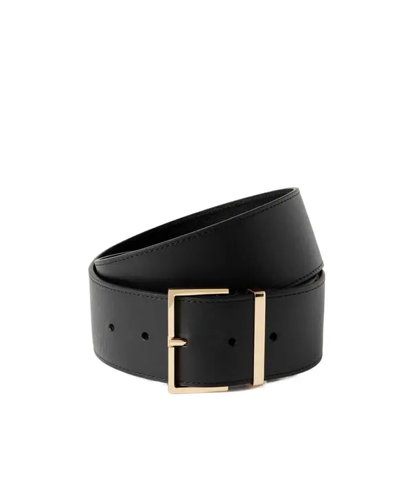 THE FRANKIE SHOP Evro Leather Belt With Gold-tone Buckle - Black