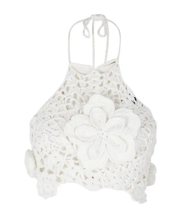 Giuseppe Di Morabito Braided Halter Top With Floral Appliqu