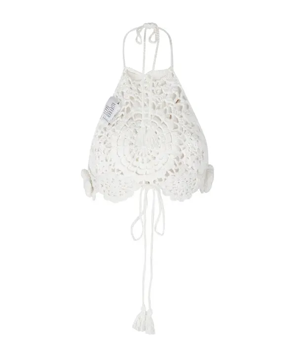 Giuseppe Di Morabito Braided Halter Top With Floral Appliqu