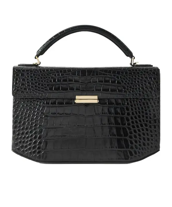 TOTEME Clip Croc-effect Leather Shoulder Bag - Black