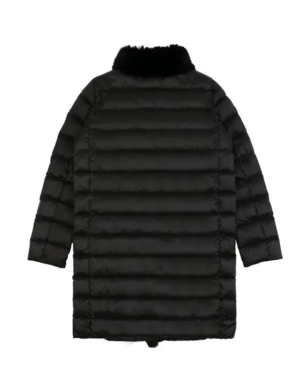 Max Mara Quilted Down Coat With Fur Trim - Black