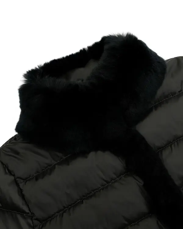 Max Mara Quilted Down Coat With Fur Trim - Black