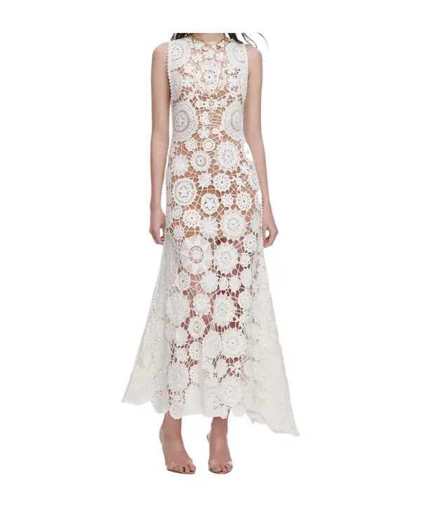 SELF-PORTRAIT Floral Crochet Maxi Dress