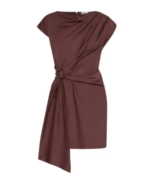 Marella Boat Neck Draped Midi Dress