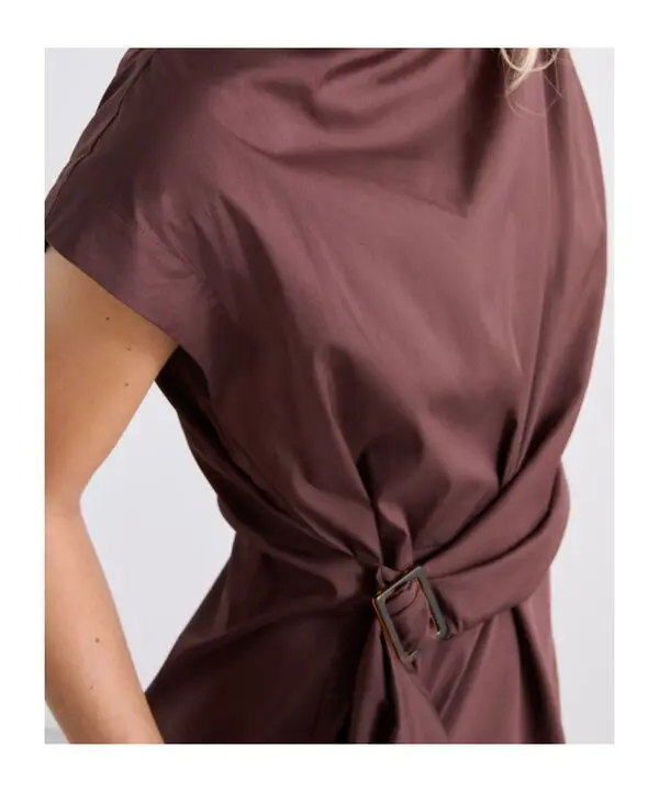 Marella Boat Neck Draped Midi Dress