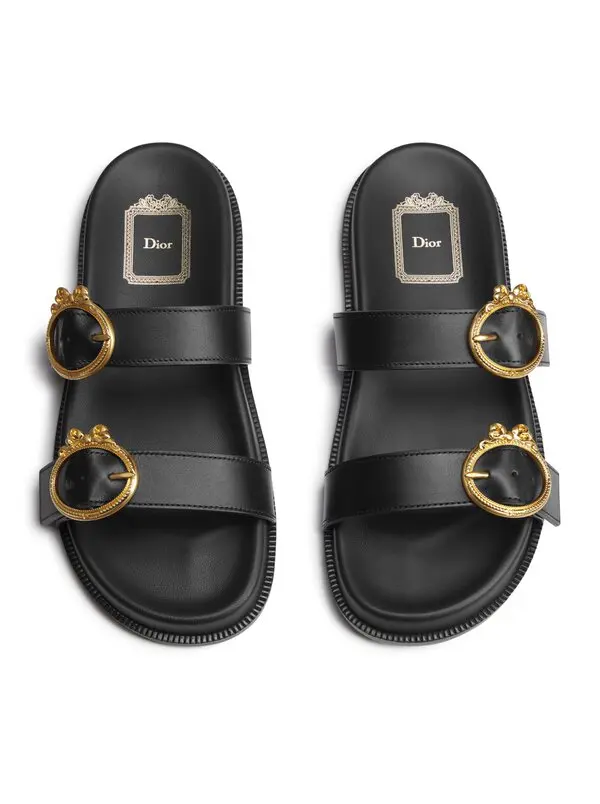 Dior Round Toe Flat Sandals With Buckle Detailing