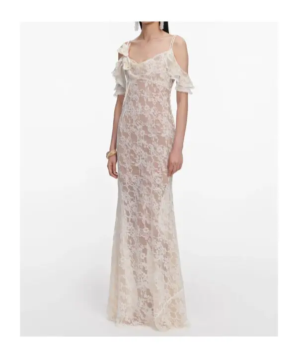SELF-PORTRAIT Floral Lace Maxi Dress
