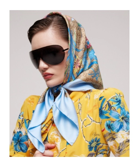 Gucci Printed Gg Silk Twill Carr - Blue