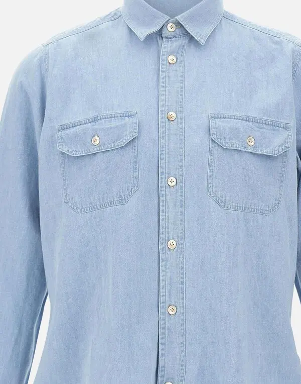 Eleventy Slim Denim-effect Shirt