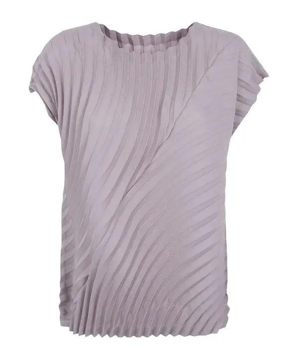Issey Miyake Pleated Short-sleeved Top - Taupe