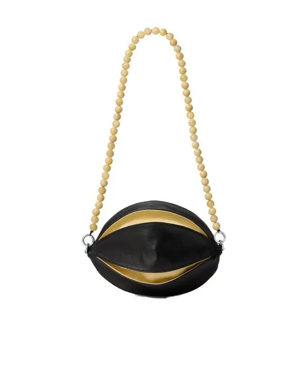 LEMAIRE Balloon Beaded Clutch Bag - Black/macadamia