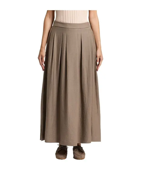 Peserico Pleated Maxi Skirt - Brown