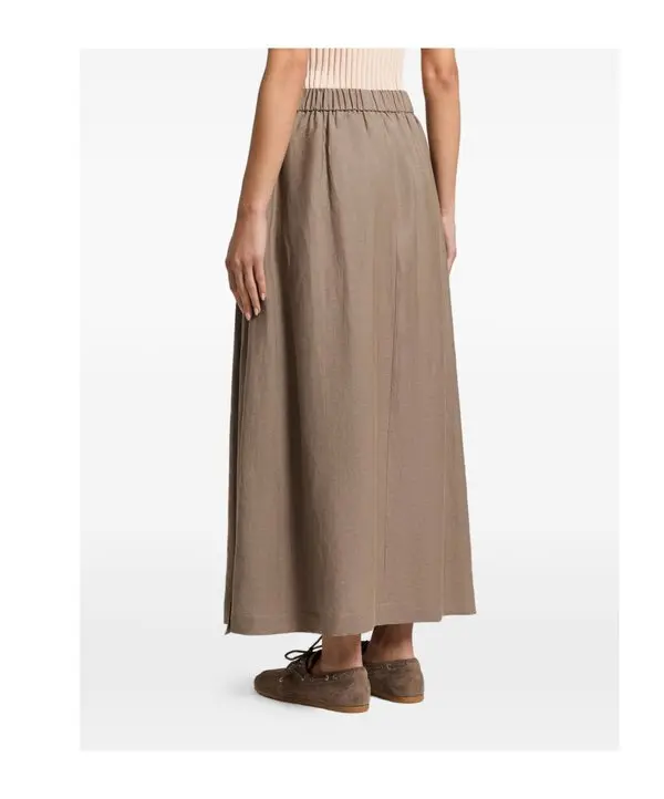 Peserico Pleated Maxi Skirt - Brown