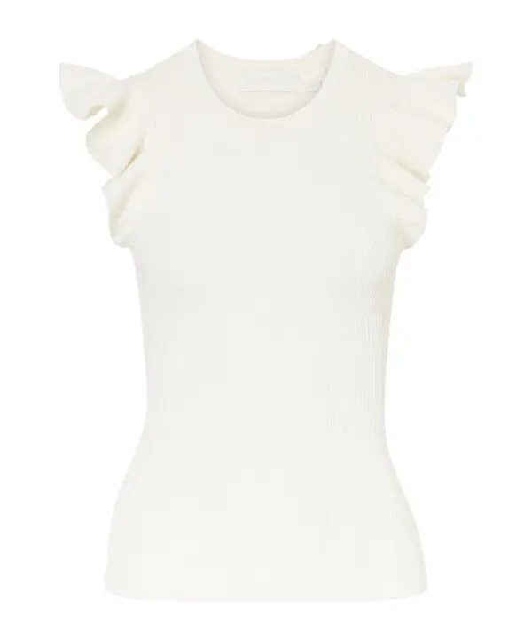 Zimmermann Aster Frill Racer Ribbed-knit Tank - No