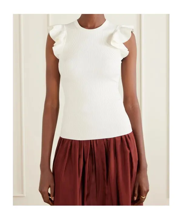 Zimmermann Aster Frill Racer Ribbed-knit Tank - No