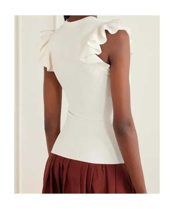 Zimmermann Aster Frill Racer Ribbed-knit Tank - No