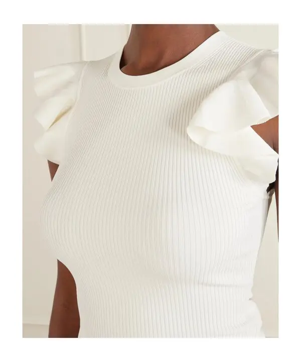 Zimmermann Aster Frill Racer Ribbed-knit Tank - No