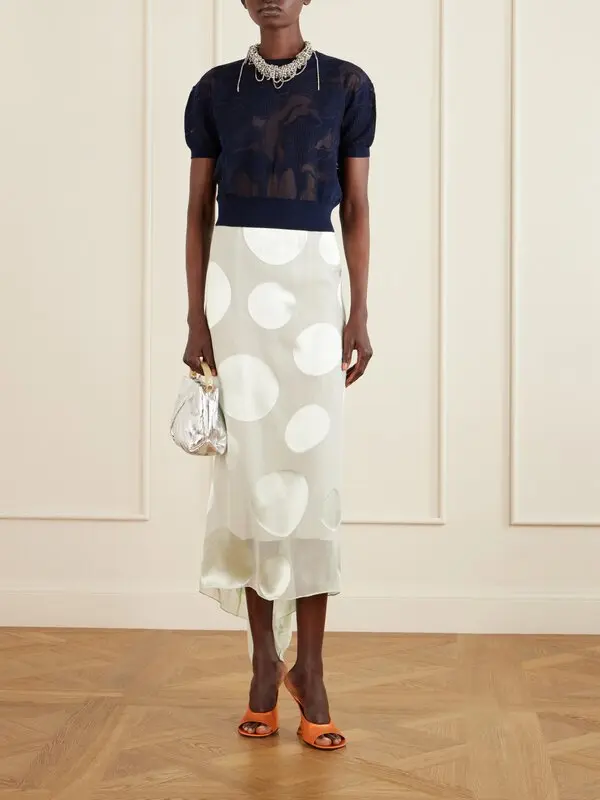 Dries Van Noten Asymmetric Polka Dot Maxi Skirt
