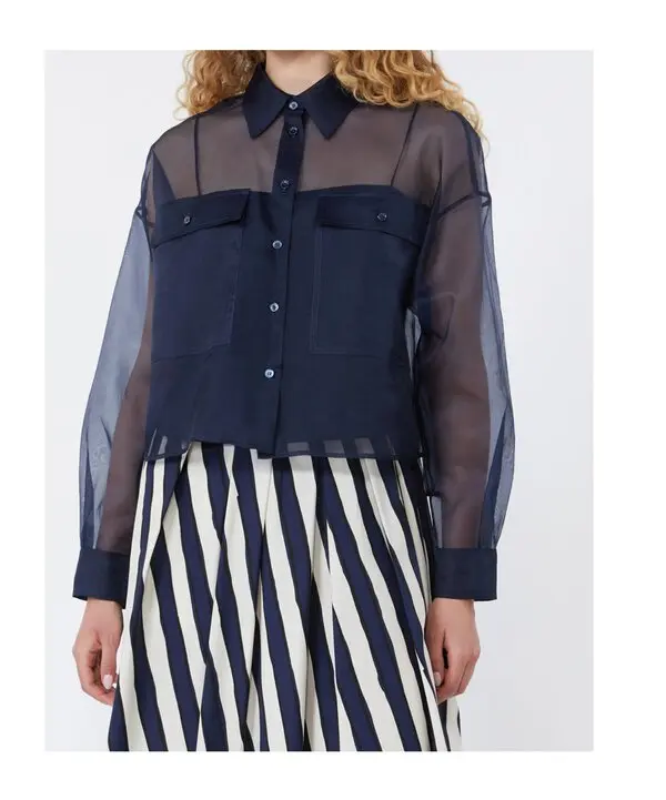 Max Mara Sheer Layered Shirt - Blue