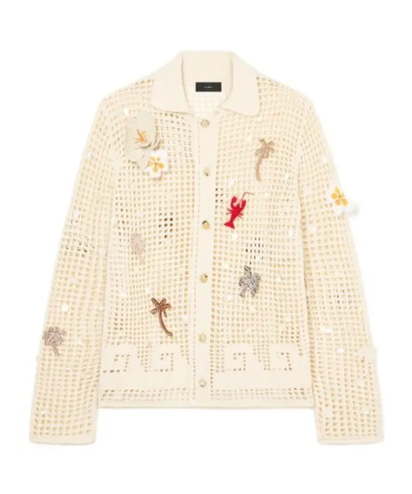 Alanui Where The Waves Begins" Crochet Shirt With Embellishments - Sand-colored