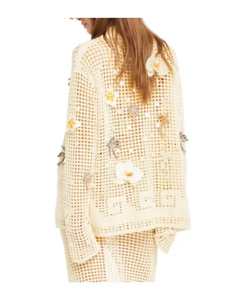 Alanui Where The Waves Begins" Crochet Shirt With Embellishments - Sand-colored
