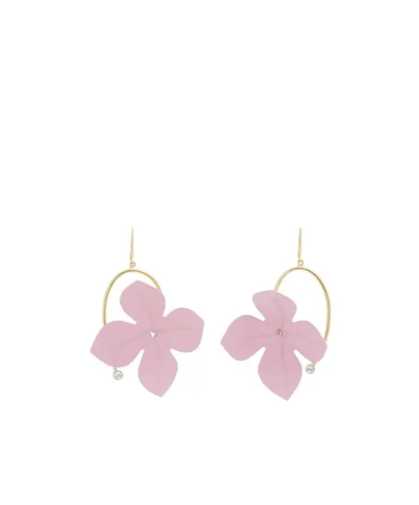 Marni Petal Hoop Earrings With Rhinestone Detail - Pink