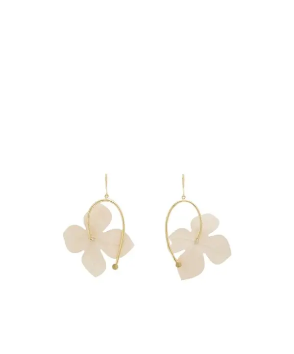 Marni 24k Gold-plated Brass Flower Pendant Hook Earrings - Pink