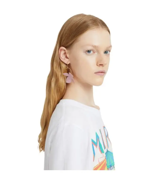 Marni 24k Gold-plated Brass Flower Pendant Hook Earrings - Pink