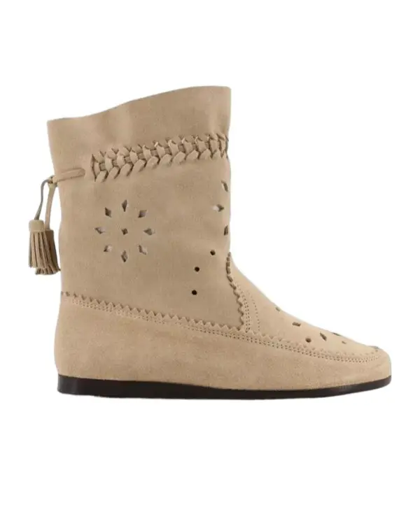 Isabel Marant Étoile Welky Braid-detail Laser-cut Suede Boots - Beige