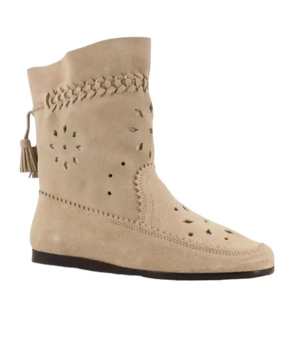 Isabel Marant Étoile Welky Braid-detail Laser-cut Suede Boots - Beige