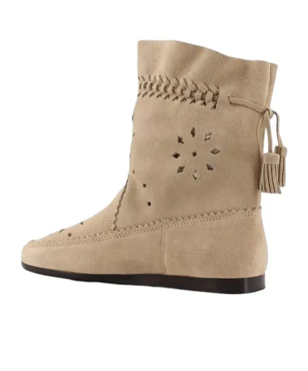 Isabel Marant Étoile Welky Braid-detail Laser-cut Suede Boots - Beige