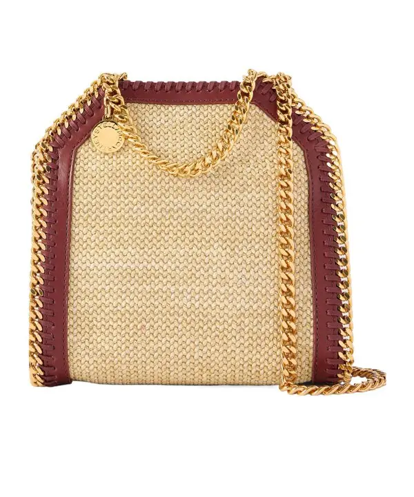 Stella McCartney Raffia Shoulder Bag With Leather Trim And Chain Strap