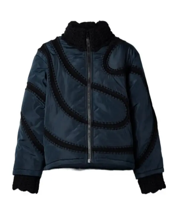 Sea Crochet-trimmed Shell Bomber Jacket