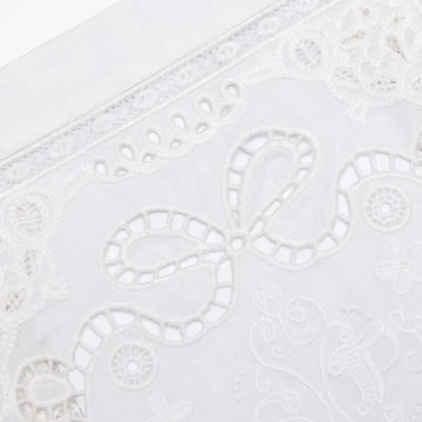 SELF-PORTRAIT Embroidered Lace-up Cropped Top