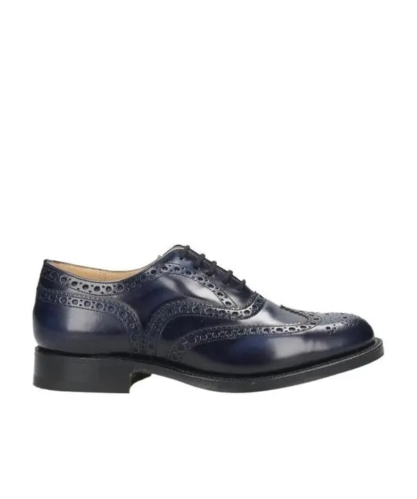 Church's Navy Blue Perforated Detail Leather Dress Shoes