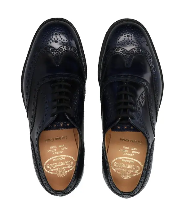 Church's Navy Blue Perforated Detail Leather Dress Shoes