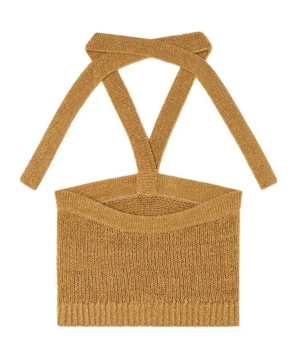 Alanui Halter Neck Knit Top With Embellishment - Brown