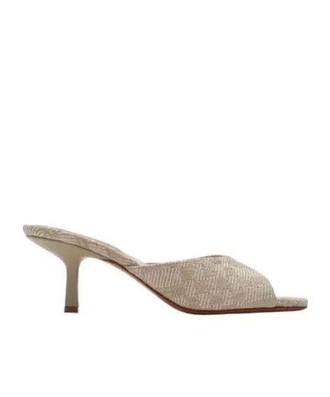 Burberry Checked Slip-on Mules With Kitten Heel - Beige