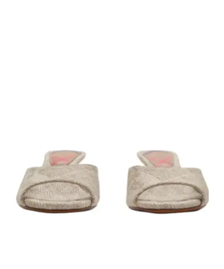 Burberry Checked Slip-on Mules With Kitten Heel - Beige