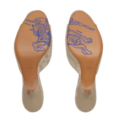 Burberry Checked Slip-on Mules With Kitten Heel - Beige