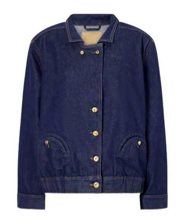 BLAZÉ MILANO Denim Bomber Jacket With Smiley Pockets