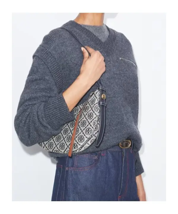 Tory Burch T Monogram Romy Half Moon Bag