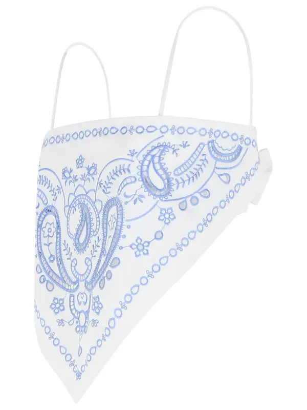SELF-PORTRAIT Embroidered Paisley Bandana Top