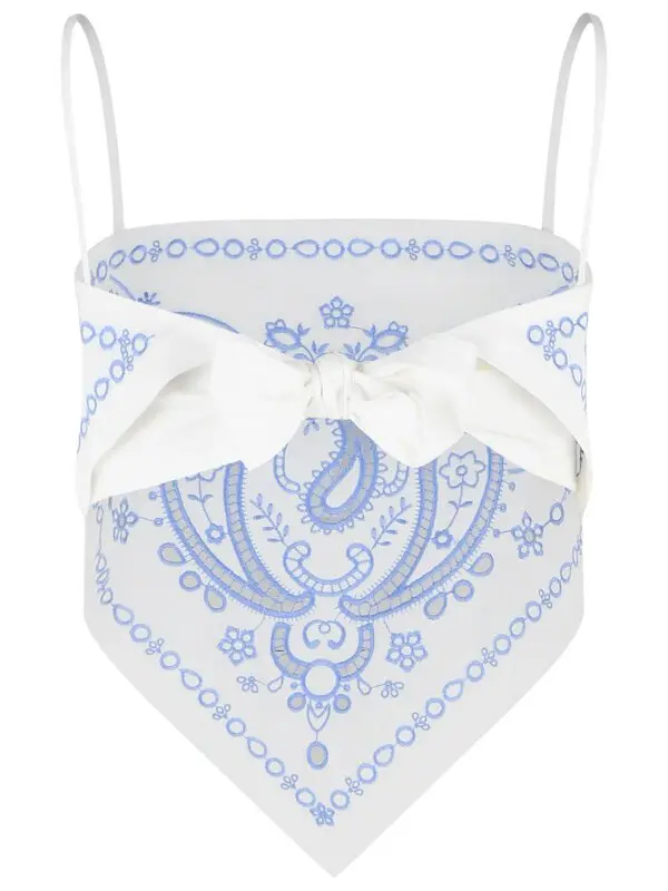 SELF-PORTRAIT Embroidered Paisley Bandana Top