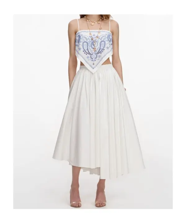 SELF-PORTRAIT Embroidered Paisley Bandana Top