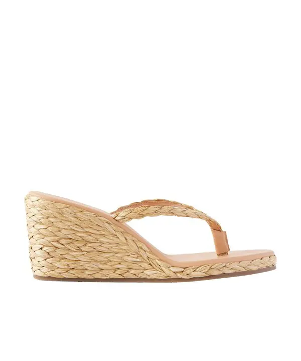 ANCIENT GREEK SANDALS Etheria Raffia Wedge Sandals - Nude